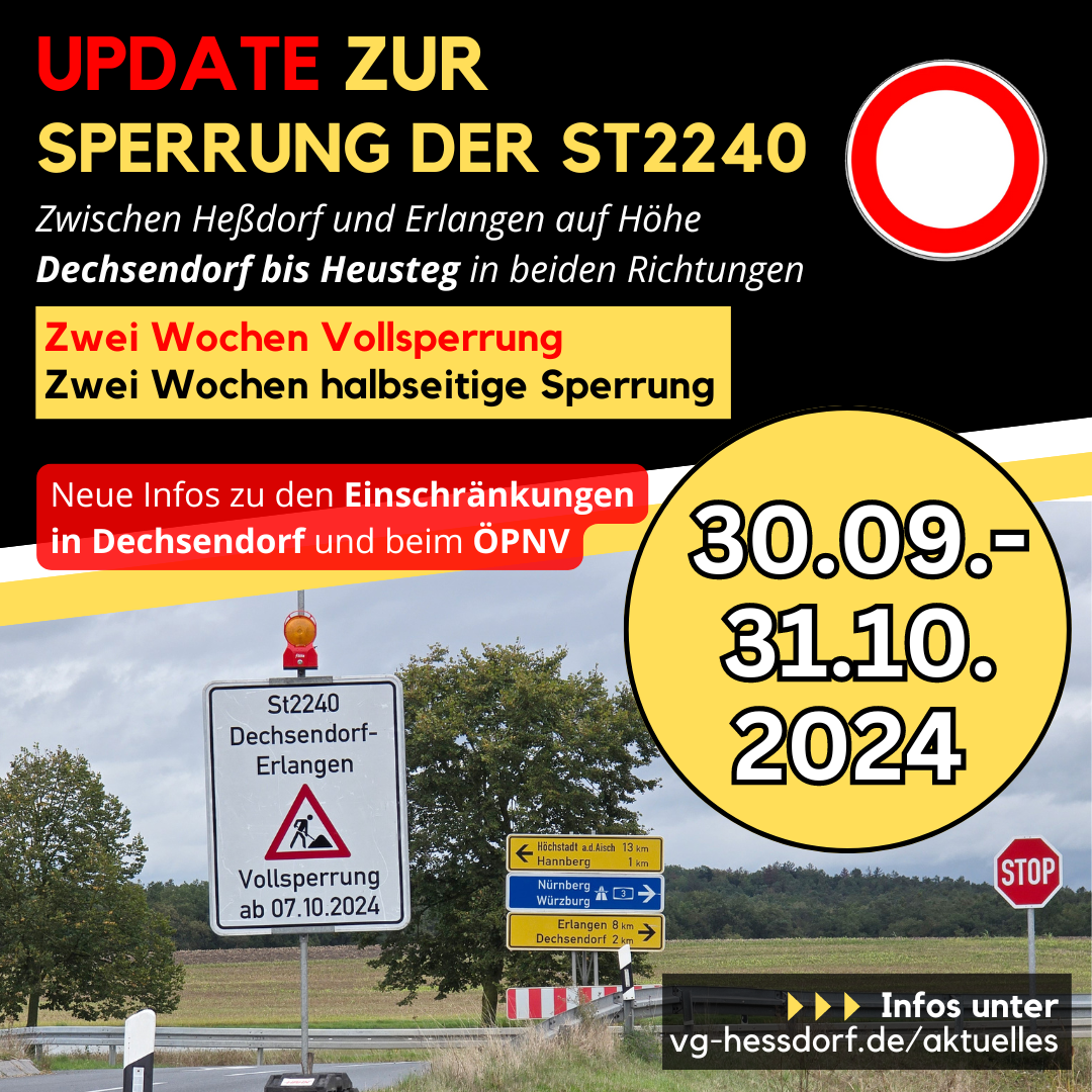 [Update 30.09.24] Straßensperrung St2240 zwischen Dechsendorf und ...